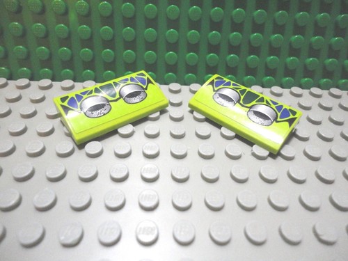 Lego 2 Lime Green 2x4 slope with sticker Design | eBay