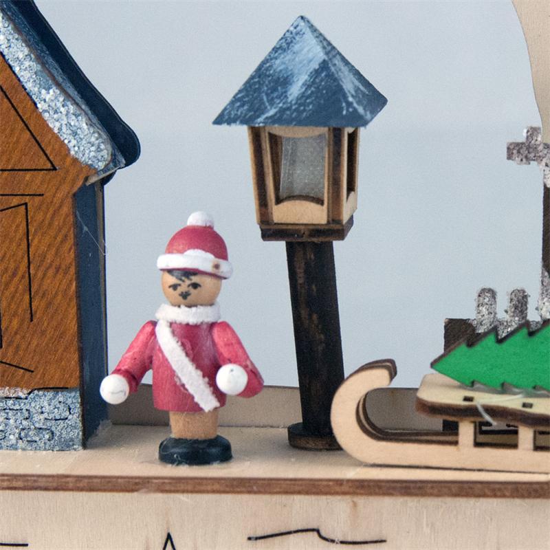 LED Schwibbogen Village Lichterbogen Fensterleuchter aus Holz, 10 LEDs ...