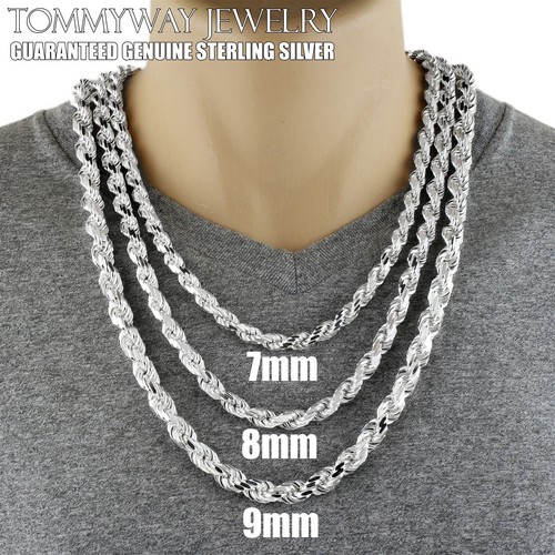 Guaranteed 925 Sterling Silver Thick Heavy & Solid Rope Chain Necklace ...