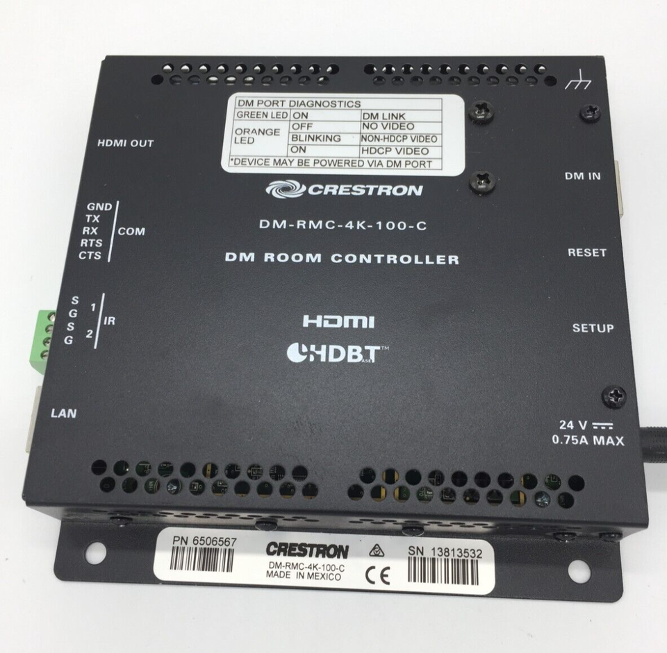 Crestron DM-RMC-4K-100-C DM Room Controller w/charger AC adapter incl ...