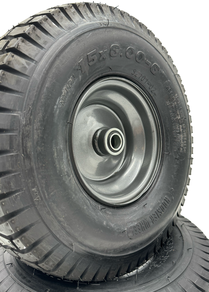 Set of 2 - 15x6.00-6 Lawn Mower Wheel - 3/4 Inch Axle, 3 Inch Centered ...