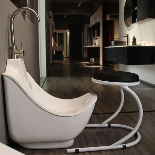 Ablution Wudu Wash Basin with Heavy Duty Chrome Chair Long Tap and Trap ...