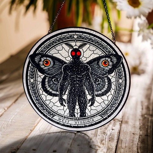 Mothman Stained Glass SunCatcher Cryptid Window Hanging Home Decor Gift ...