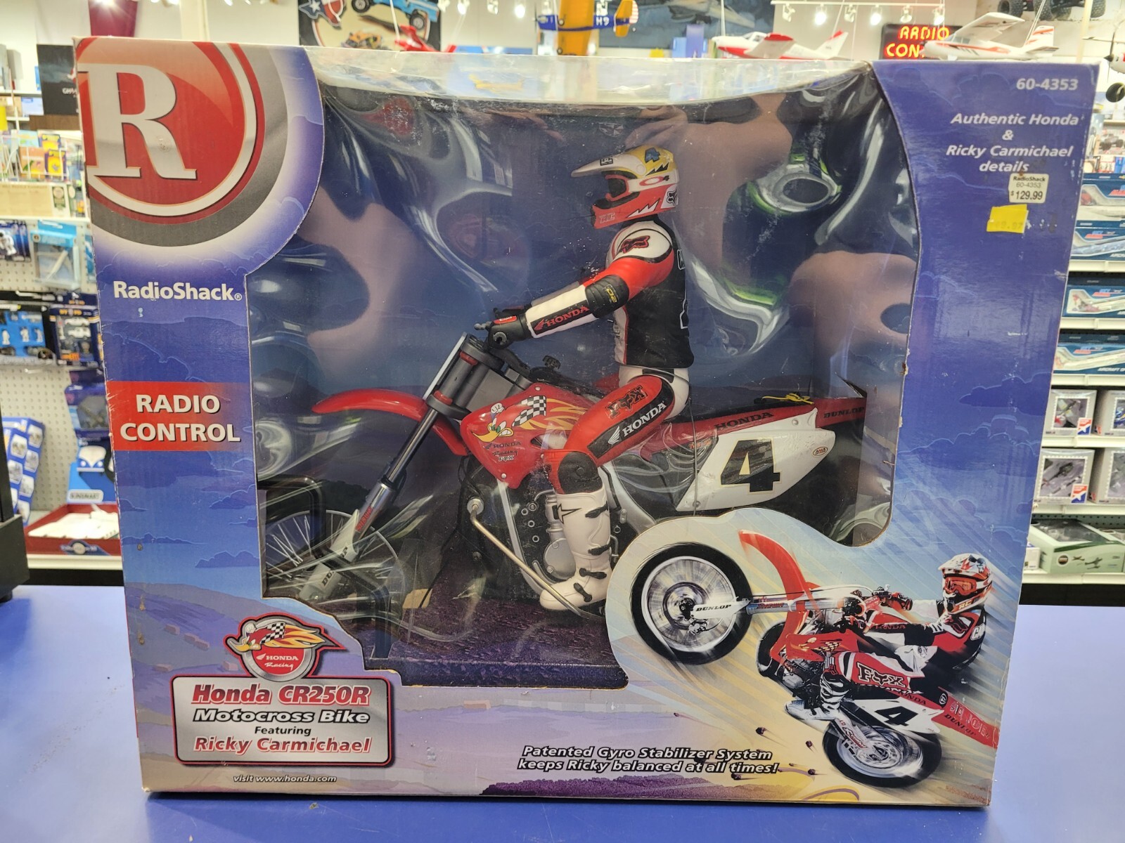 RADIO SHACK Ricky Carmichael 1/4 RC Motorcycle Honda CR250R 60-4353 ...