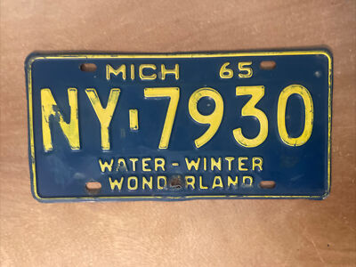 1965 Michigan License Plate # NY-7930 | eBay