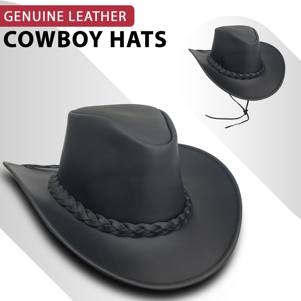 Crazy Cowboy Western Bush Hat Real Leather Aussie Australian Style Rain ...