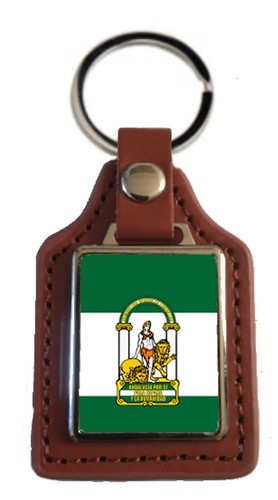 Andalusia Spain Brown Leather Square Key Fob In A Velvet Gift Bag | eBay UK