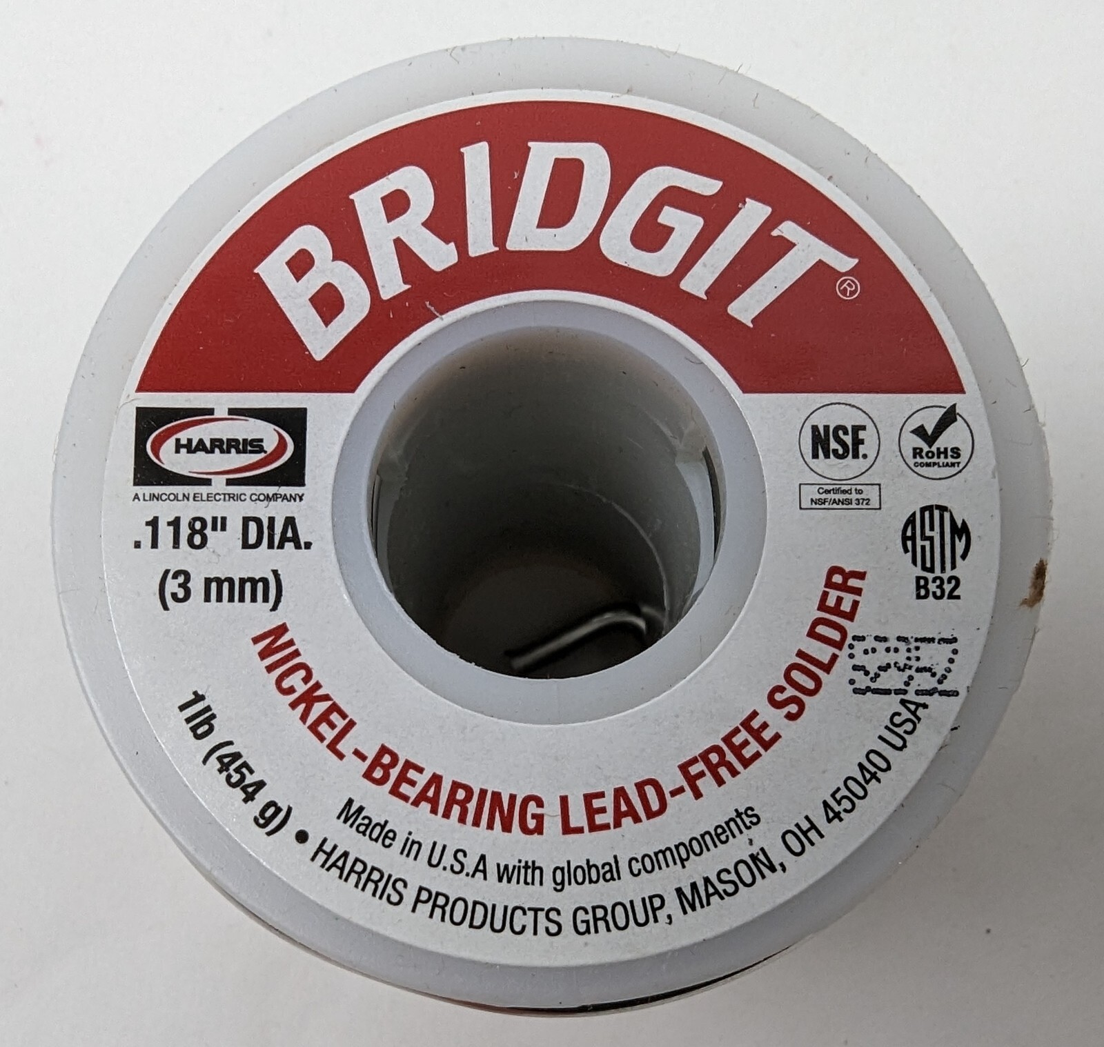 1Lb Harris BRIDGIT .118inch 3mm Diameter Nickel-Bearing Solder ...