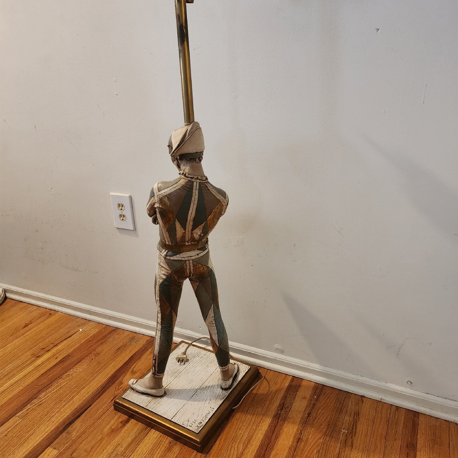 Vintage Turquoise Gold Marbro Harlequin Jester Lamp Mid Century St ...