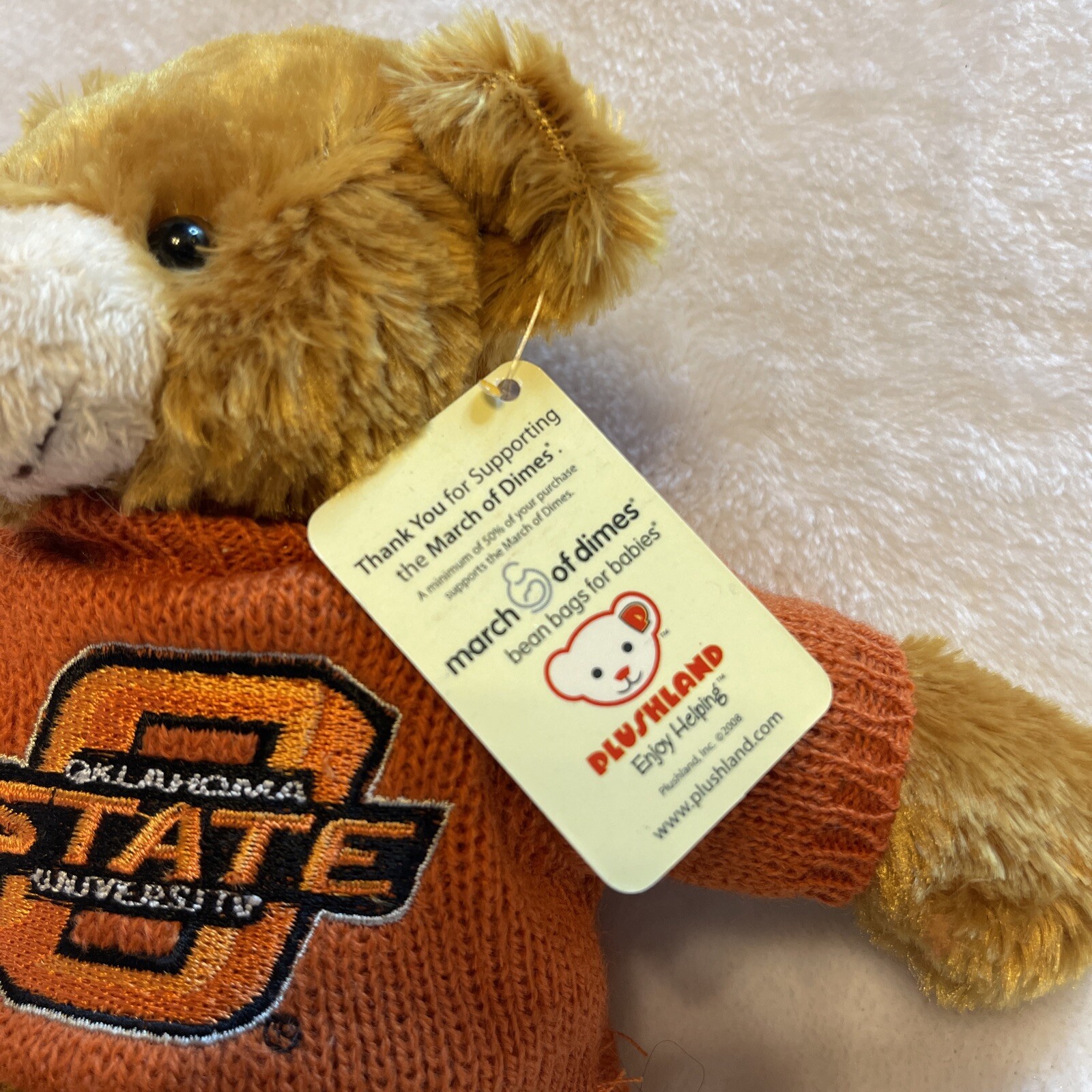 OSU Oklahoma State University plush bean bag bear in sweater March of ...