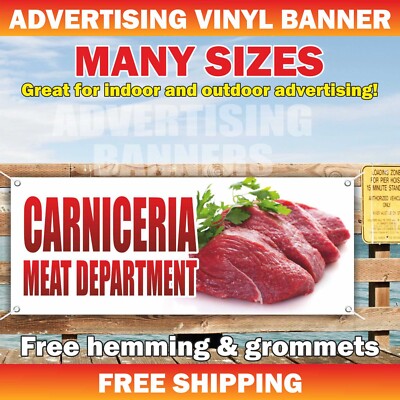 CARNICERIA MEAT DEPARTMENT Advertising Banner Vinyl Mesh Sign Butcher ...