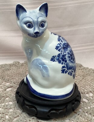 🏺Vintage Porcelain Royal Delft Cat Figurine Hand Painted | eBay