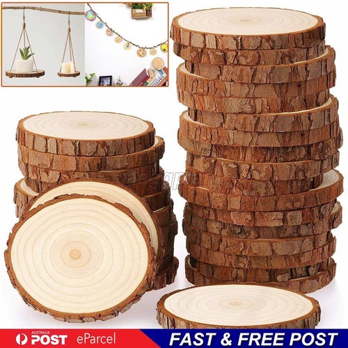90-150Pcs Wood Slices Round Discs Tree Bark Log Wooden Circles DIY ...