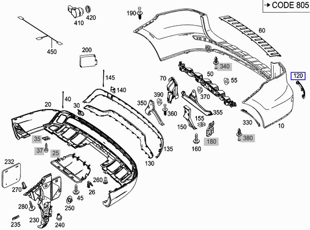 Genuine MB W166 Ml LH Rear Bumper Reflector Lens A1668200074 online ...