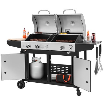 Royal Gourmet 2-Burner Gas and Charcoal Combo Grill, Grill with Two ...