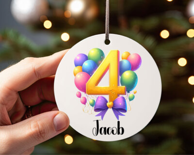 Personalised Birthday Balloons Party Bauble Tree Decoration Family ...
