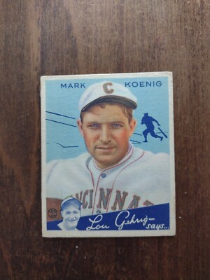 1934 Goudey #56 Mark Koenig Cincinnati Reds No Creases Read | eBay