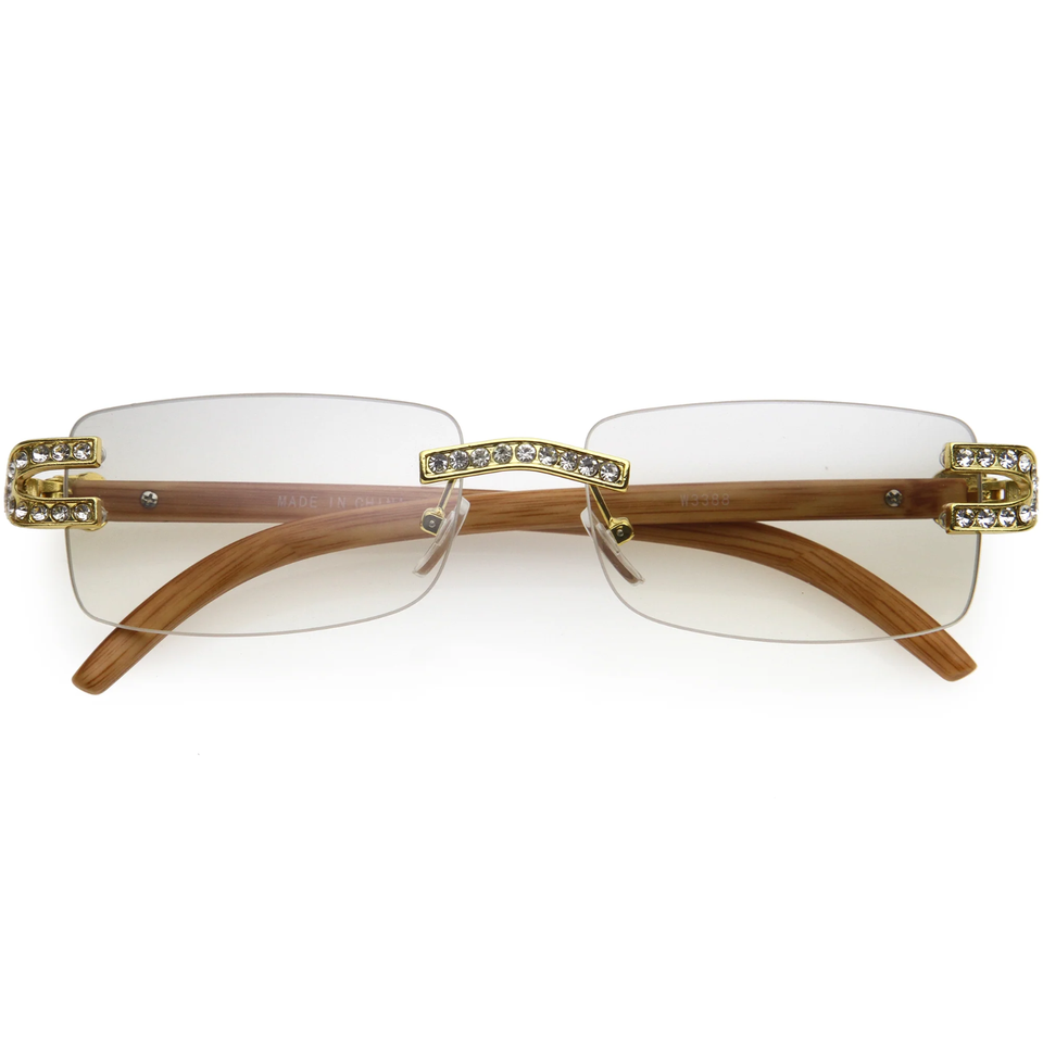 Sunglasses Rimless Frameless Rectangle Shades Red Lens UV400 Summer ...