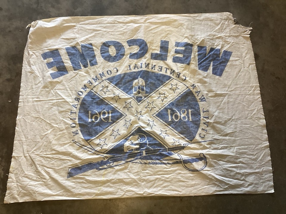 Vintage 1961 Civil War Centennial Welcome Banner Approx 35” X 45” | eBay