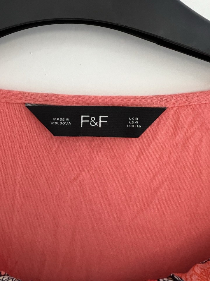 F&F Coral Paisley Knot-Front Summer Top - Size 8 | eBay UK
