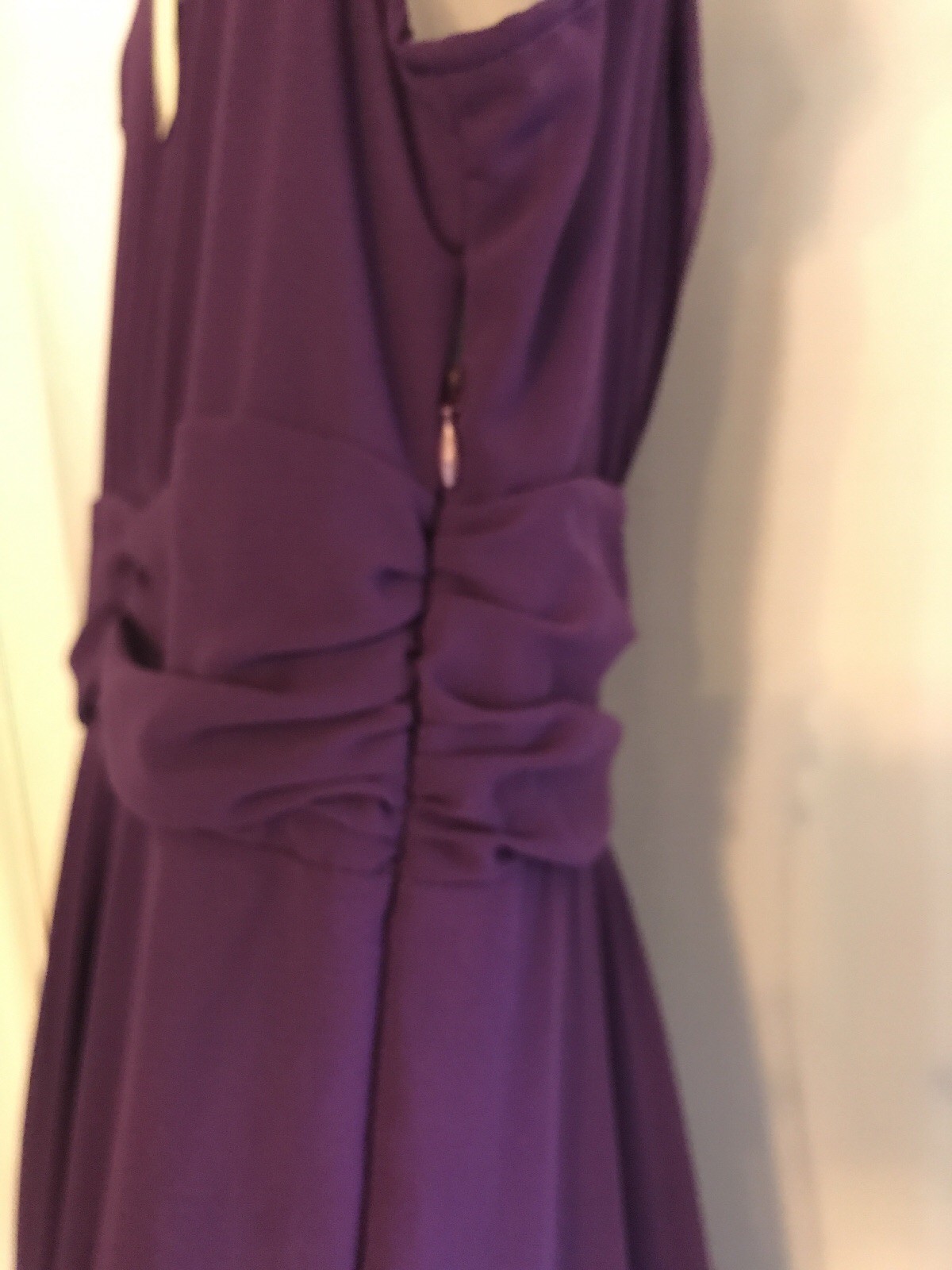 Liang Liang Ladies XL Faux Wrap Dress Purple Flowing Hem Cap Sleeves ...