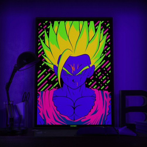 Peinture Moderne A3 Fluorescent Lumineux UV Gohan SSJ2 Dragon Ball ...