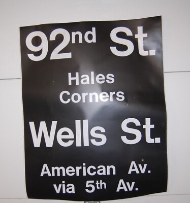 Vtg. 1970s Milwaukee Bus Destination Roll Sign MKE Wells, Hales ...