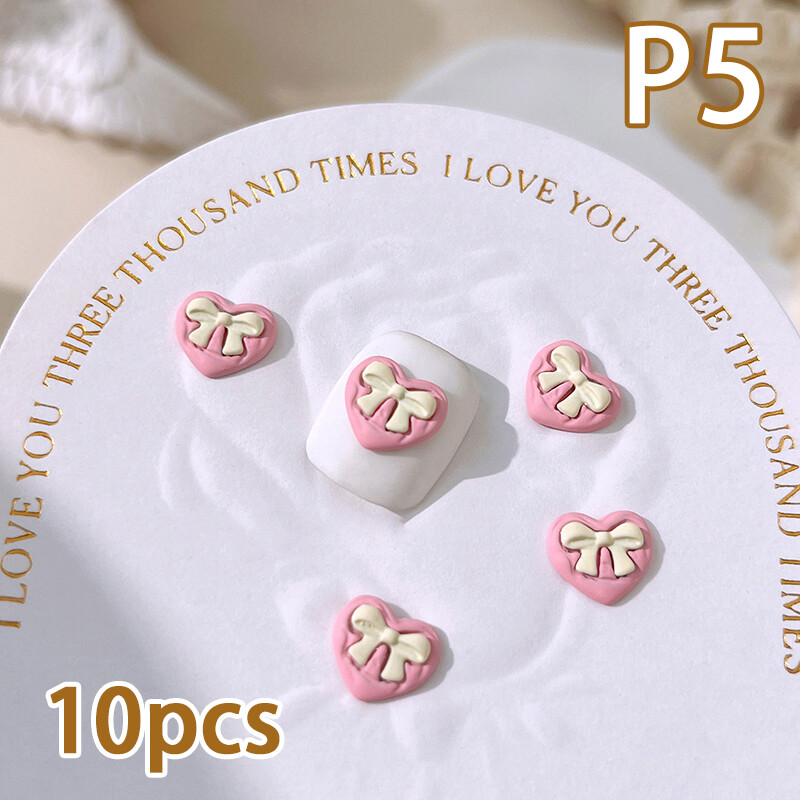 White Ribbon Resin Bow Nail Charm Parts 3D Rhinestone Nail Art ...