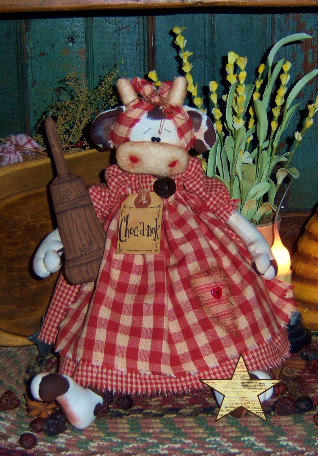 Primitive Raggedy Cow Doll Churn Ornie Paper Pattern #344 | eBay