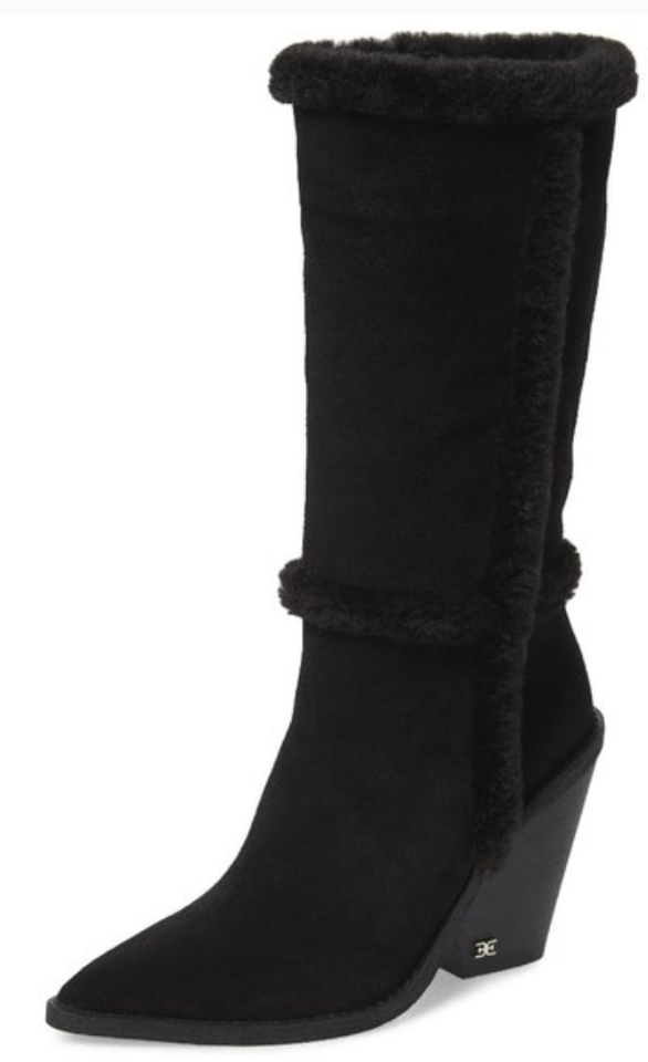 Sam Edelman Ilsa Faux Fur Suede Knee High Block Heel Boots Size 6. $225 ...