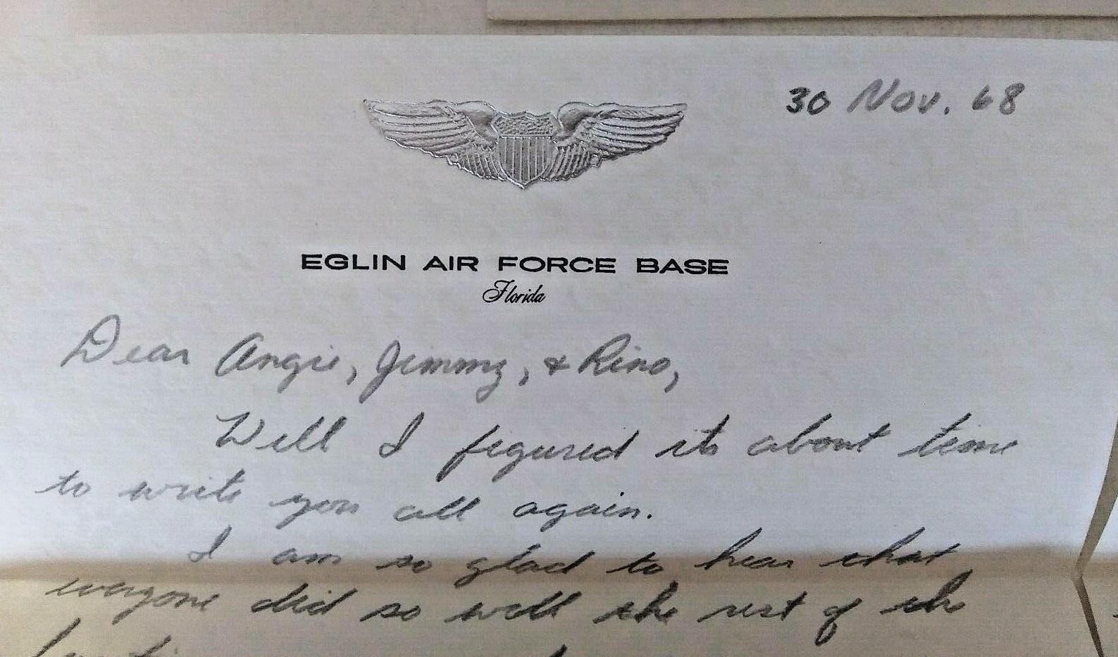 Eglin AFB Air Force Base 1968 Letter on Letterhead Stationary Christmas ...