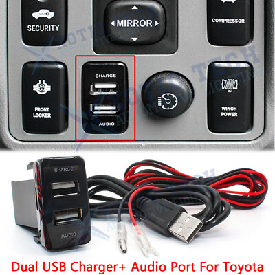 Car Dual USB Charger Audio Port Adapter for Toyota Tacoma 4Runner ...