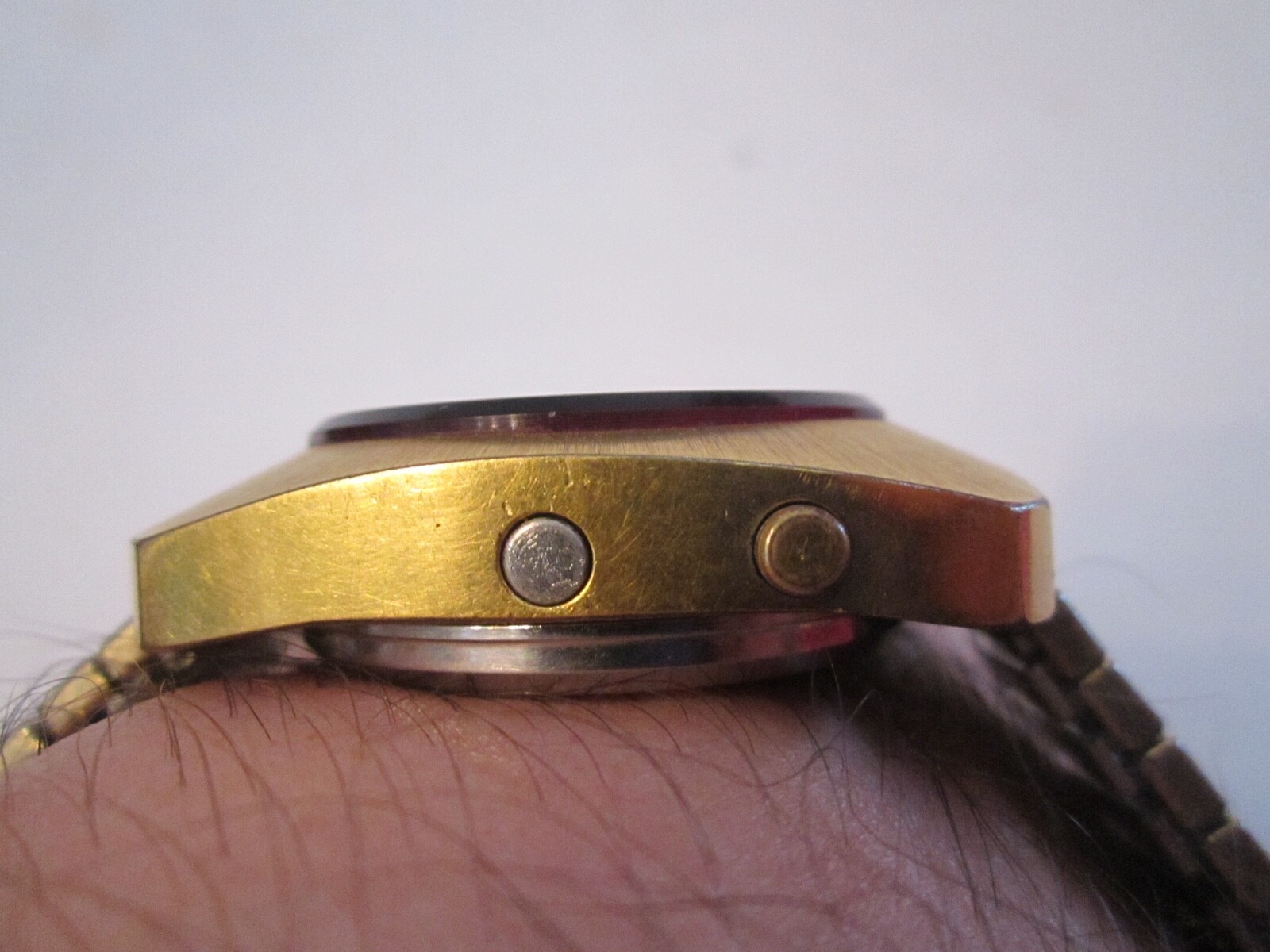 VINTAGE COMPU CHRON LED WATCH - MEN'S - HEAVY 10K RGP 1/40 CASE - 84g ...