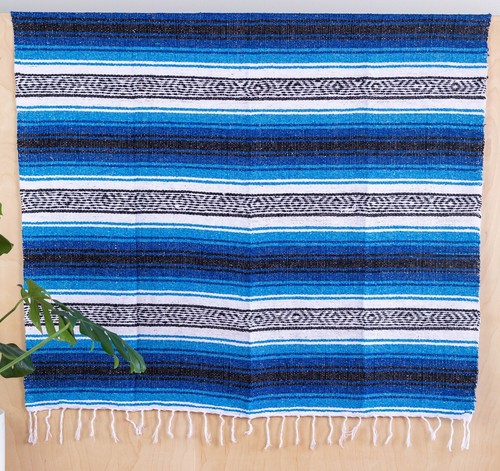 Mexican BLANKETS BLUE #2 Traditional Throw Southwest Yoga Blanket | eBay