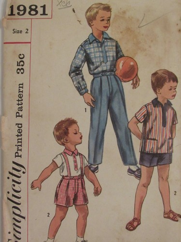 Sweet VTG 57 SIMPLICITY 1981 Boys Shirt Pants Shorts & Suspenders ...