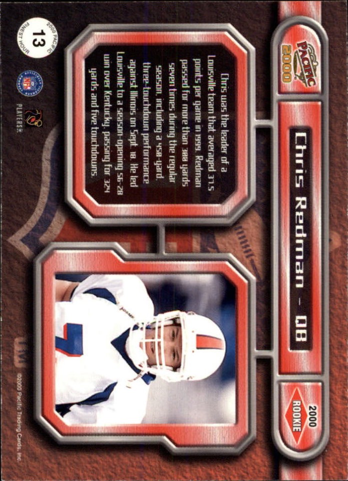 2000 Pacific Finest Hour Baltimore Ravens Football Card #13 Chris ...