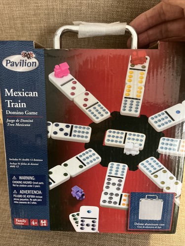 Mexican Train Dominoes Set Tile Board Game in Aluminum Carry Case New ...