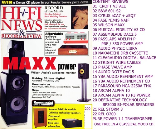 HI-FI NEWS - AUDIO PHYSIC LIBRA - WILSON MAXX - NAKAMICHI DR8 CASSETTE ...