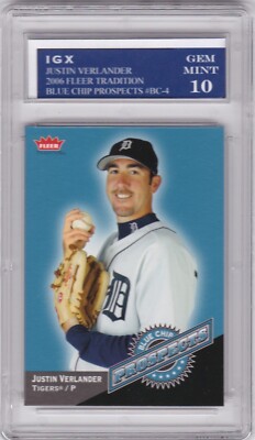 JUSTIN VERLANDER ROOKIE CARD 2006 Fleer Blue Chip Prospects GEM MINT 10 ...