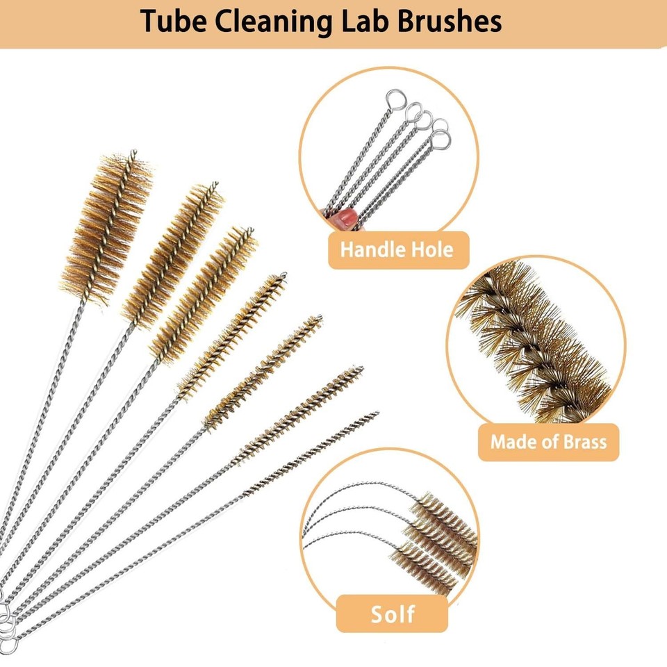 16IN Extra Long Tube Cleaning Lab Brushes Brass Tube Brushes Bottle ...