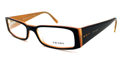 NEW PRADA VPR 10F 2BX-1O1 BLACK / ORANGE AUTHENTIC EYEGLASSES 51-16-135 ...