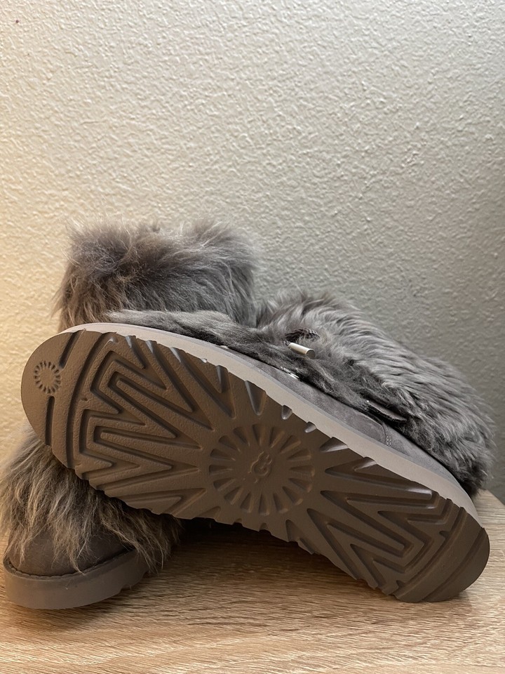 UGG CLASSIC POSH MINI THUNDER CLOUD SUEDE SHEEPSKIN WOMEN'S BOOTS SIZE ...