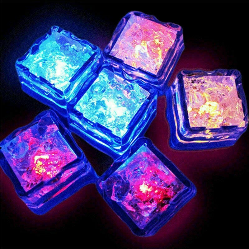 4Pcs ICE CUBES LED light up Multicolor sensor liquid for drinks/parties ...