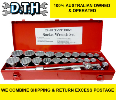 HEAVY DUTY 27 PIECE IMPERIAL & METRIC 3/4'' DRIVE SOCKET SET | eBay ...