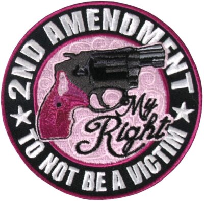 My Right The 2nd Amendment to NOT BE A Victim Ladies Pink Patch [Iron ...
