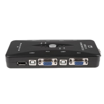 4 Port USB KVM VGA Switch with 4 Set Cable For Mouse Keyboard Monitor ...