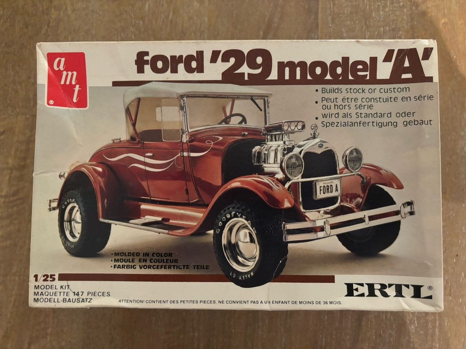 AMT 1/25 ’29 Ford Model A Roadster Kit Open Box No Rubber Tires | eBay