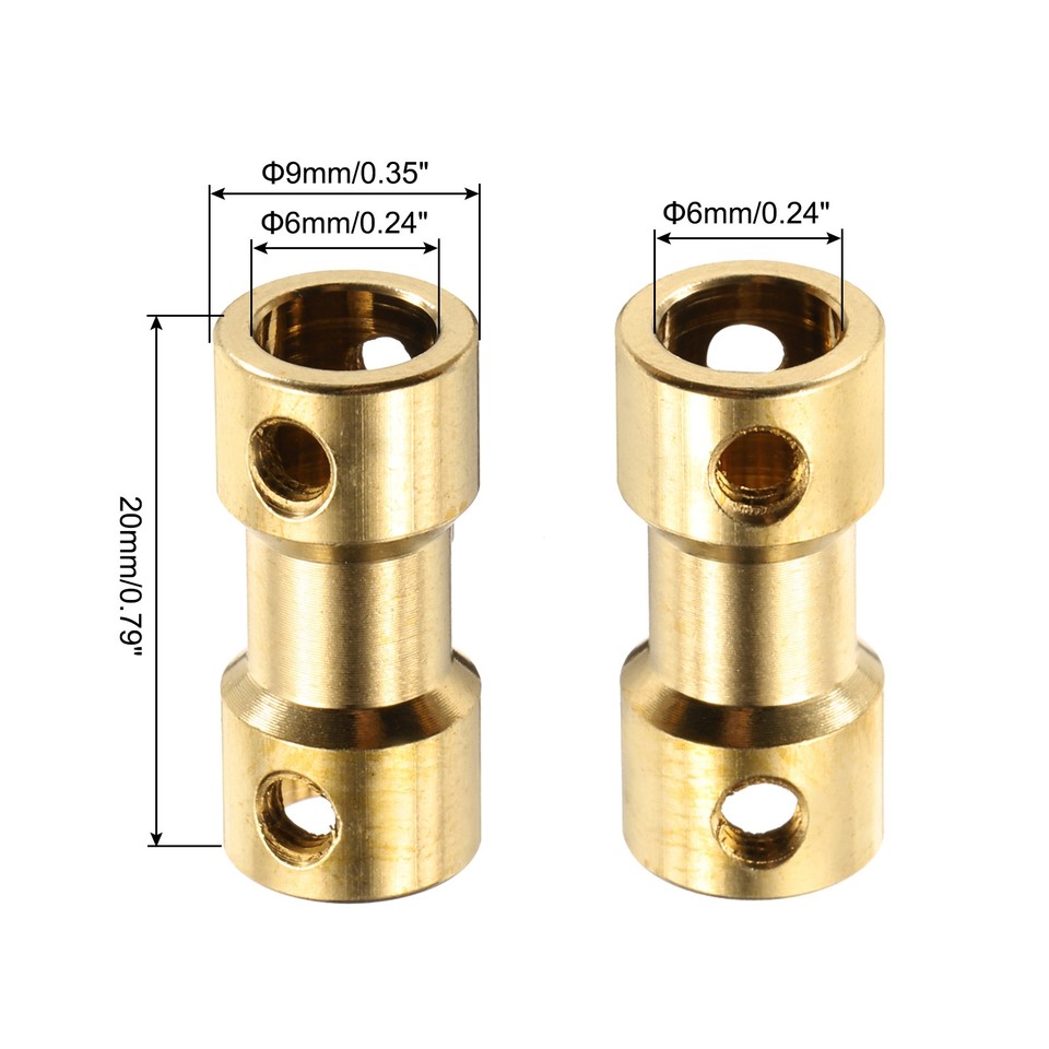 4Pcs 6mm to 6mm Brass Shaft Coupling Joint Connector with Screws ...