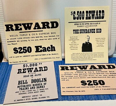 25 Reproductions of Vintage Reward Posters - Great for Police Man Cave ...