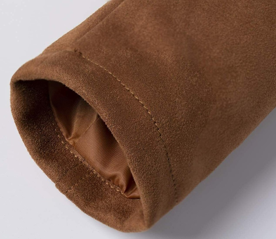 Women's Slim Fit Notched Collar Faux Suede Crossover Zipper Biker ...